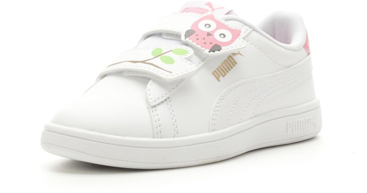 PUMA Smash 3.0 Hook And Loop Sneaker in White | Lyst