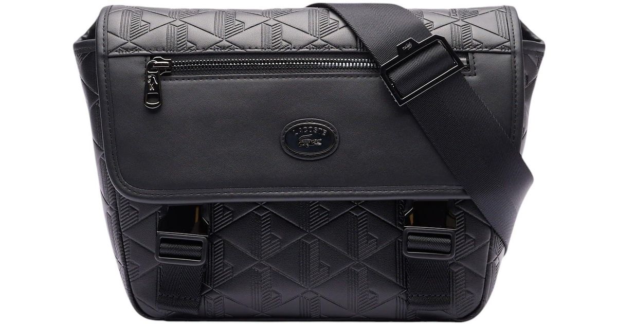 Lacoste Nomogramme Small Flap Close Messenger Bag in Black for Men | Lyst