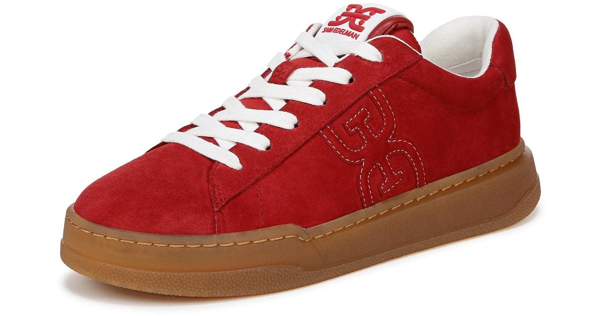 Sam Edelman Rhea Sneaker Red Scarlet Suede 8 M | Lyst