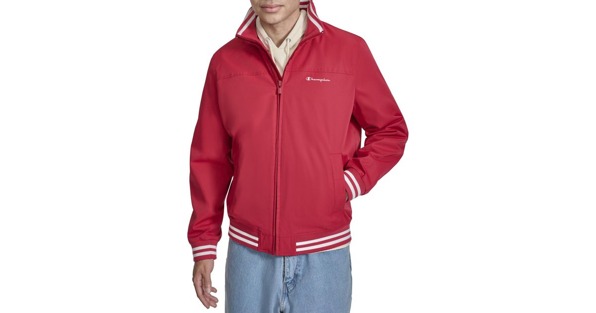 Champion Water Resistant Varsity Bomber Jacket With Flex Stand Collar ...