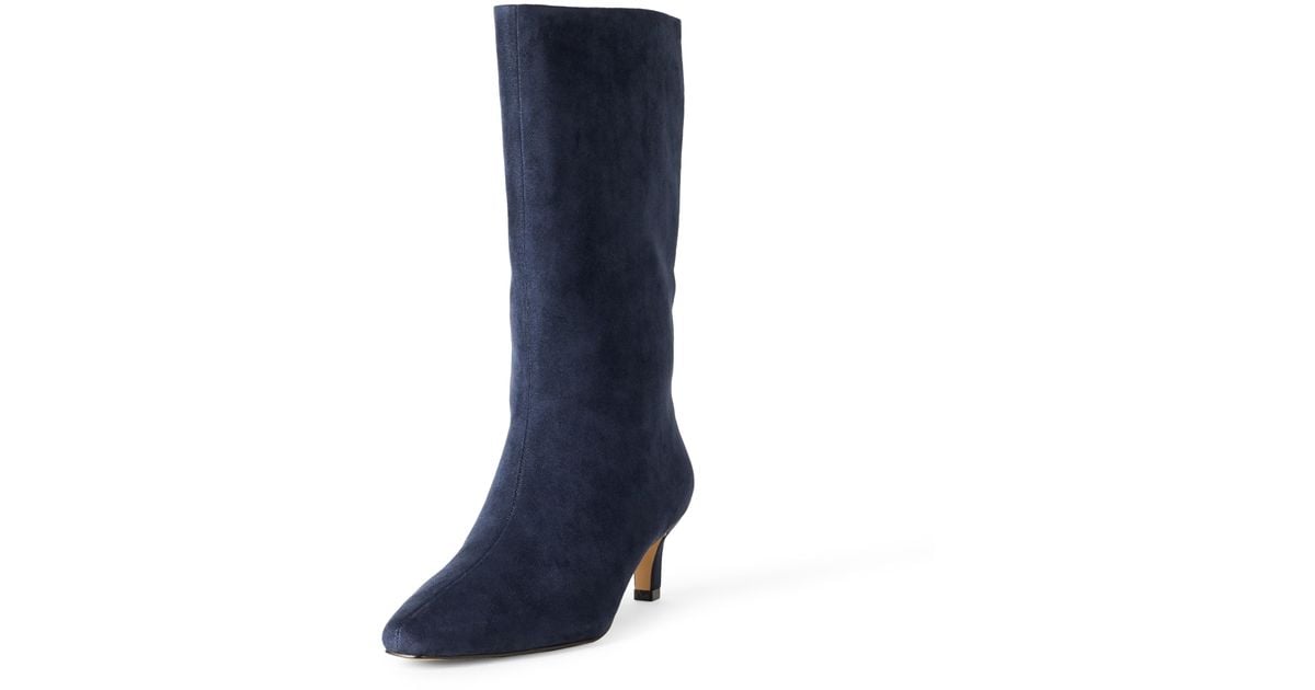 The Drop Serena Midi Boot Dark Blue Microsuede | Lyst