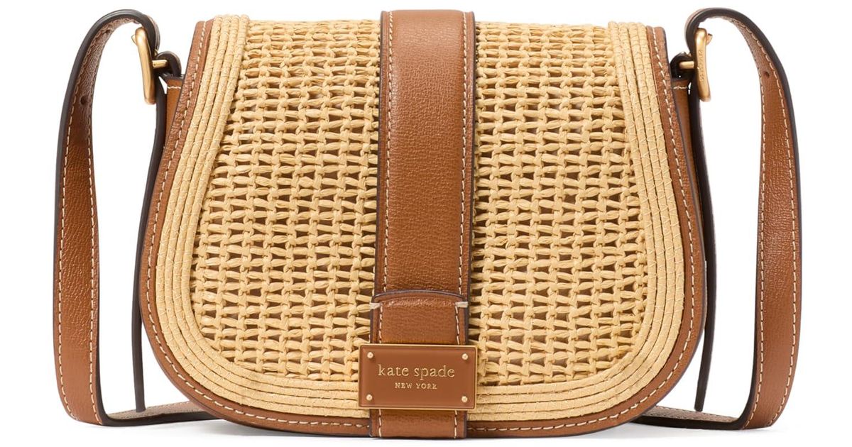 Kate Spade Nouveau Straw Mini Saddle in Brown | Lyst