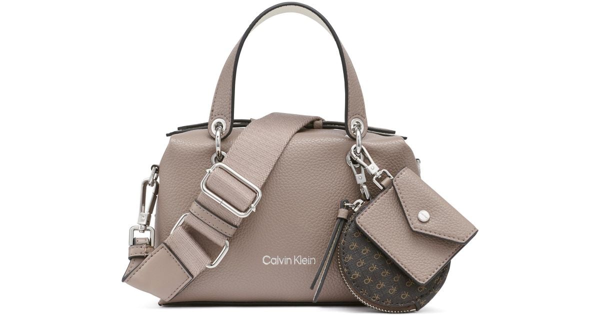 Calvin Klein Cali Mini Satchel Crossbody in Gray | Lyst