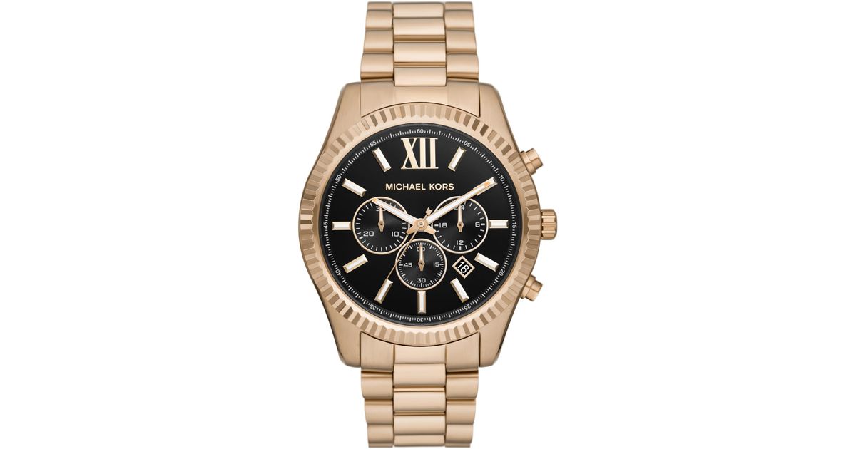 Michael Kors Lexington Chronograph Beige Gold-tone Stainless Steel ...