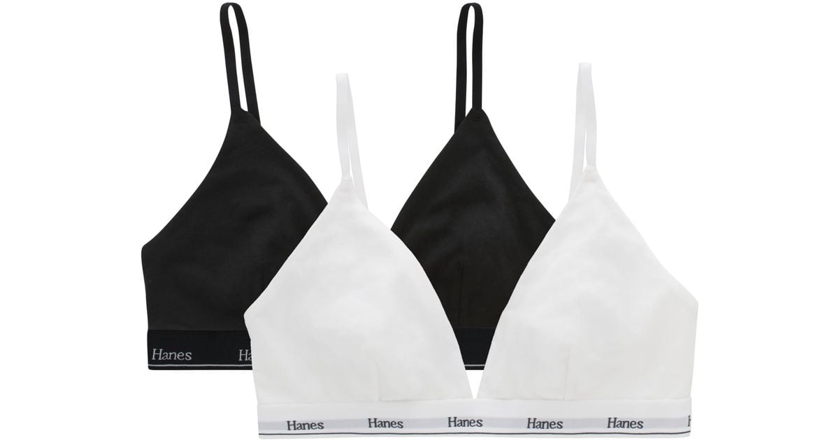 Hanes Originals Triangle Bralette Pack in Black | Lyst