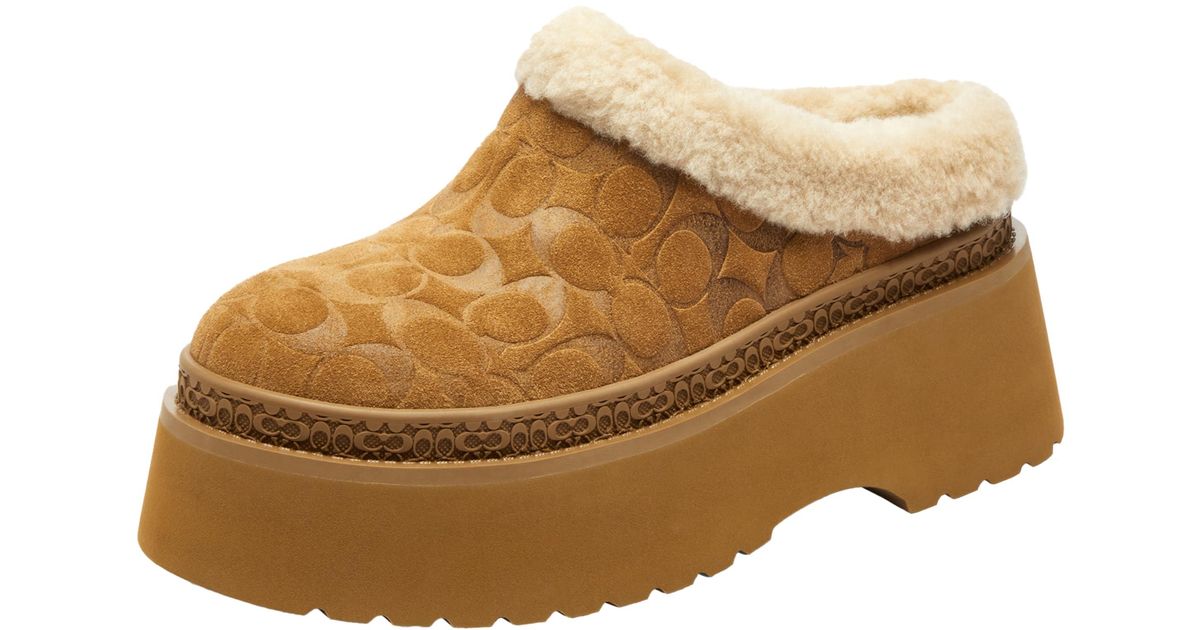 COACH Cecelia Shearling Clog in Brown | Lyst