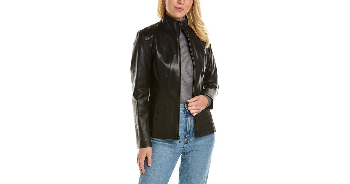 Kenneth Cole Exposed Zip Faux Leather Coat in Gray | Lyst