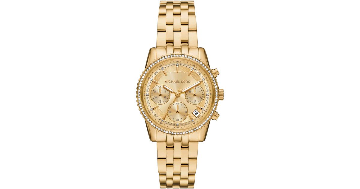 Michael Kors Mini Ritz Chronograph Gold-tone Stainless Steel Watch in ...