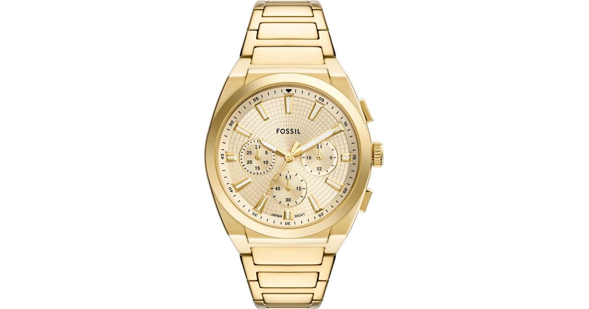 Fossil Everett Chronograph Gold-tone Stainless Steel Watch in Metallic ...