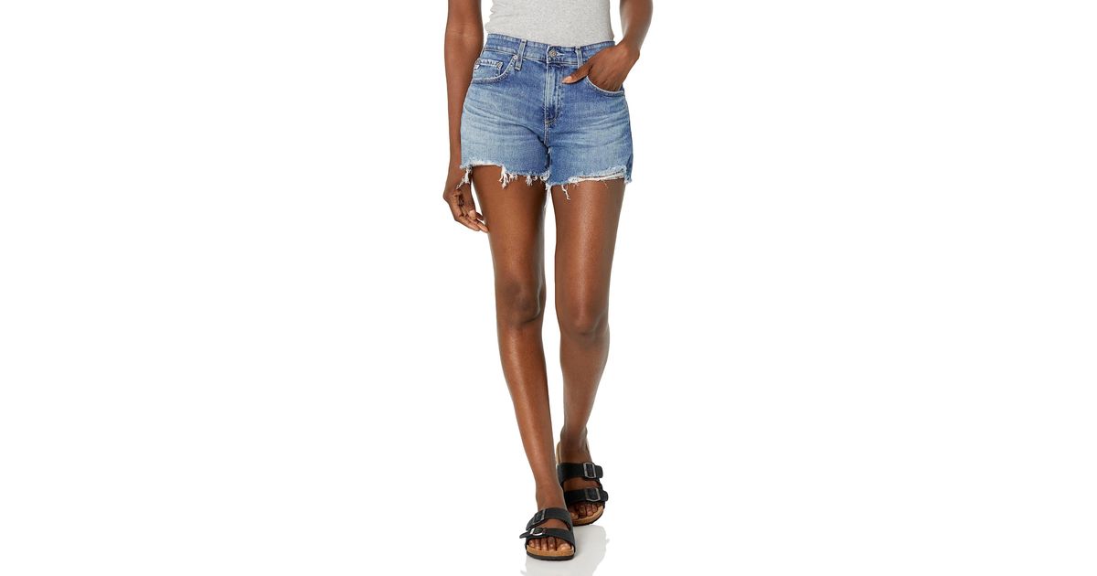 AG Jeans Ag Jeans Hailey High Rise Cut Off Short in Blue | Lyst