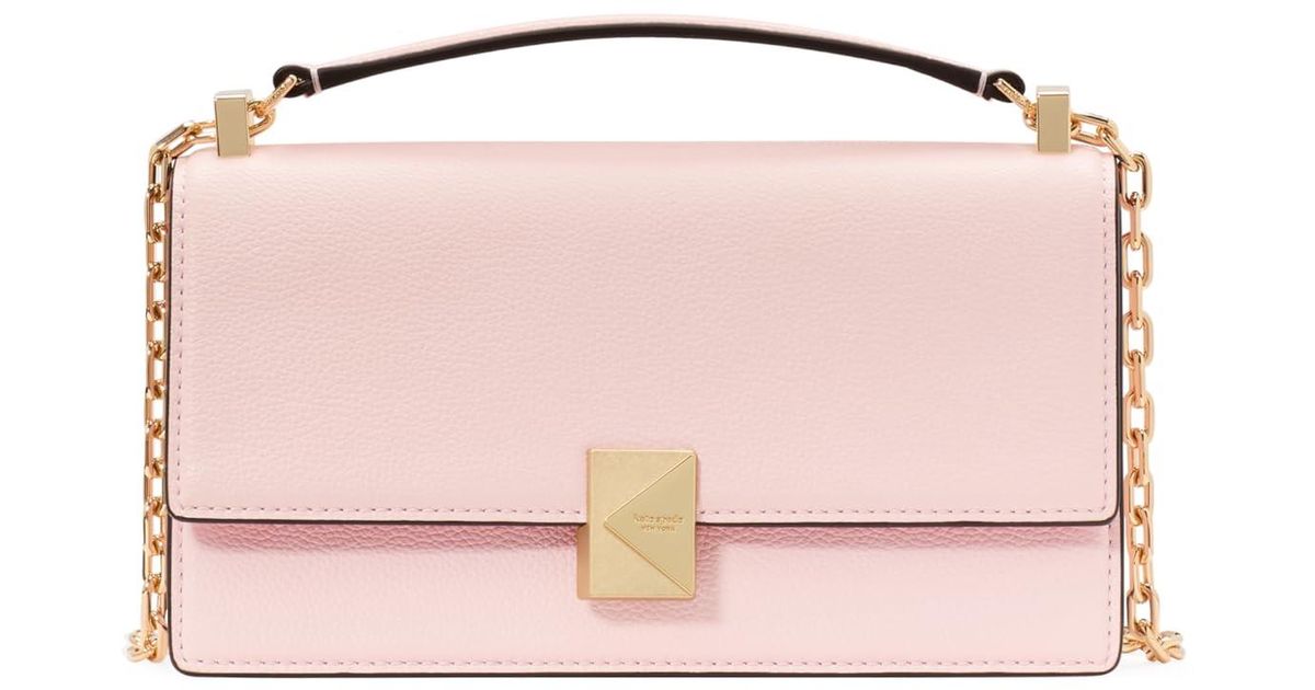 Kate Spade Deco Pebbled Leather Mini Flap Chain Crossbody in Pink | Lyst
