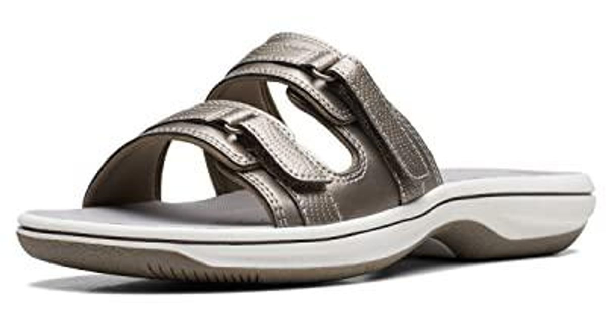 Clarks Breeze Piper Slide Sandal in Black | Lyst