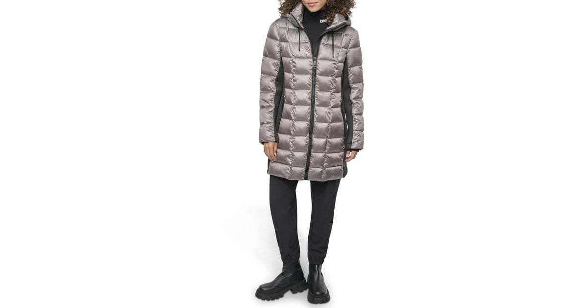DKNY Scuba-side Light-weight Puffer in Gray | Lyst