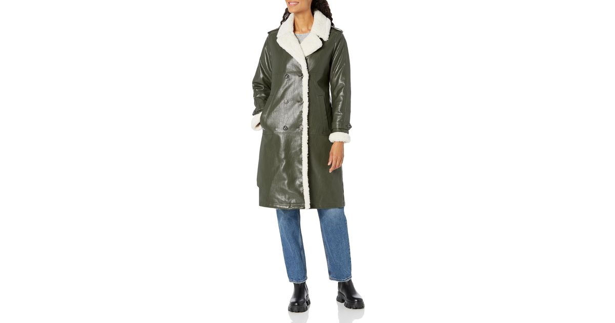 Kenneth Cole Classic Short Moto Faux Leather Jacket in Green | Lyst