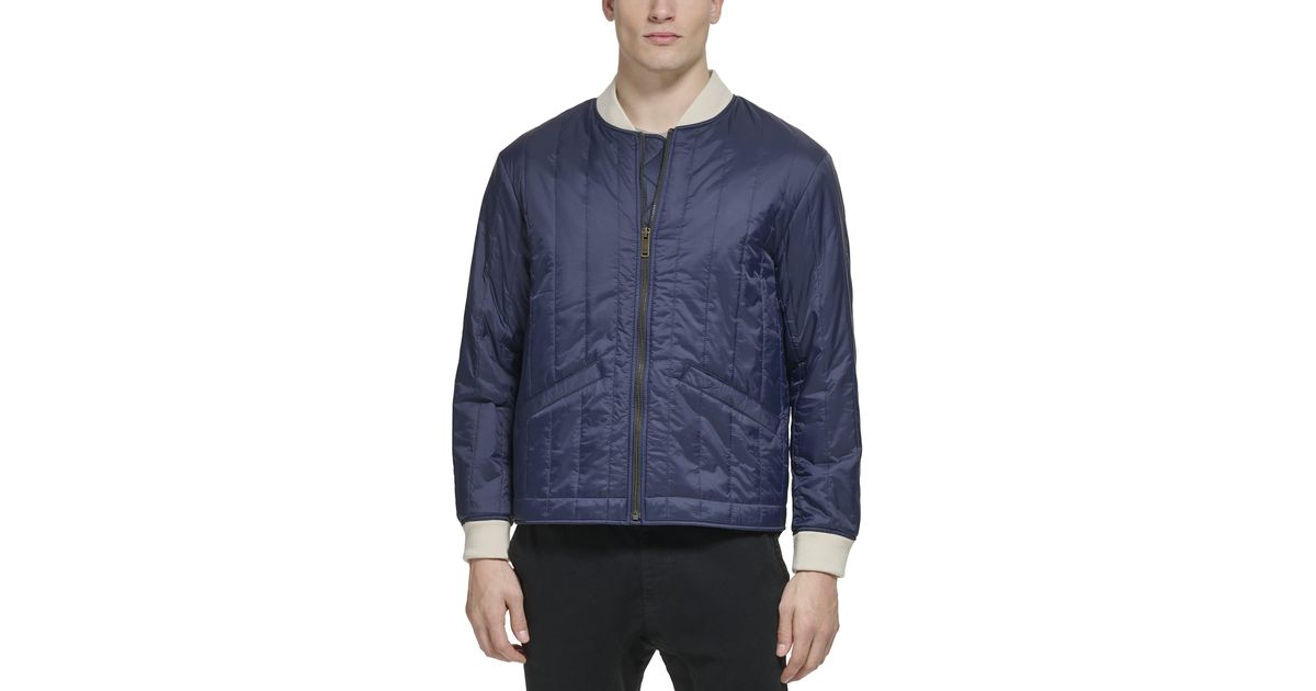 Dockers Channel Quilted Open Bottom Bomber Jacket in Blue for Men | Lyst