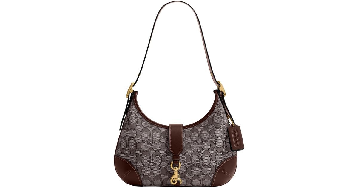 COACH Hamptons Hobo Bag In Signature Jacquard in Brown | Lyst