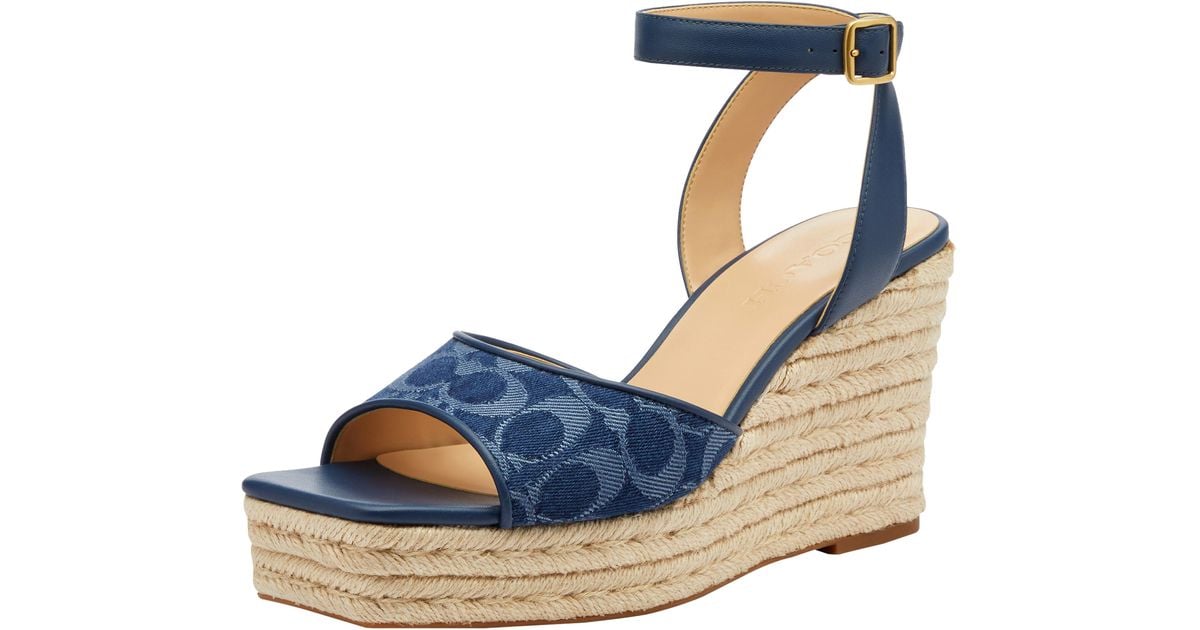 COACH Espadrille Wedge Platform in Blue | Lyst