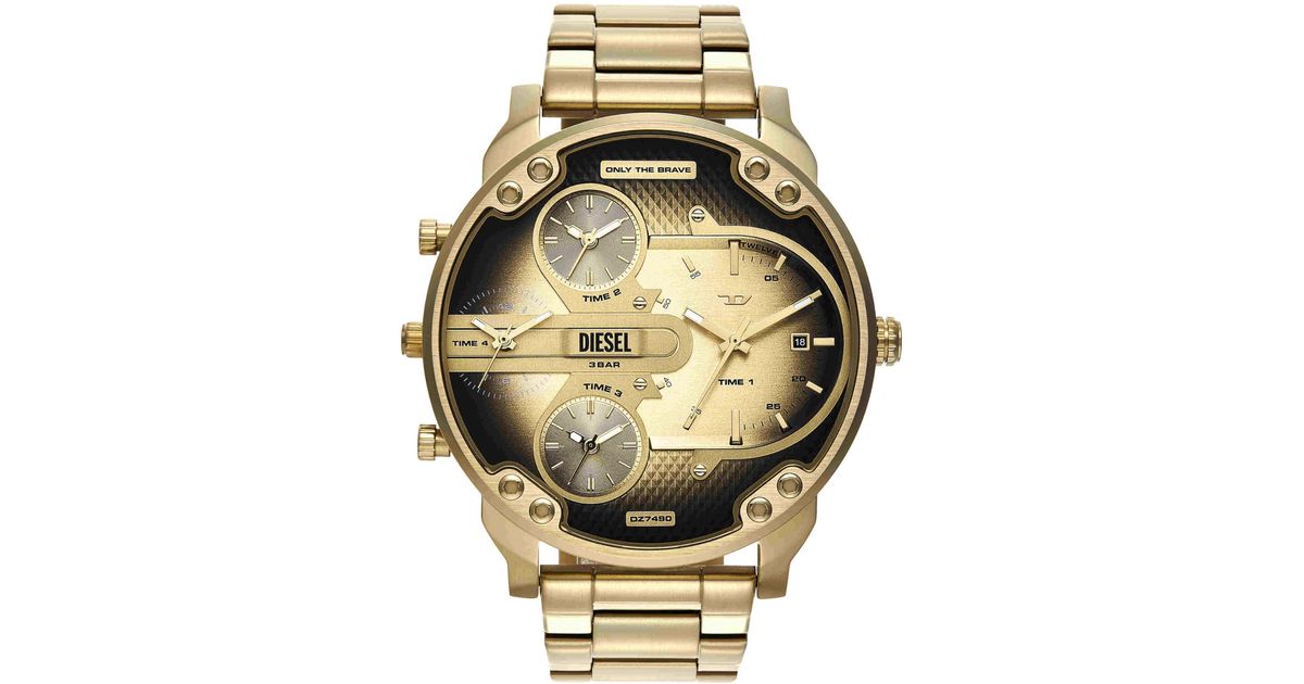 DIESEL Mr. Daddy Slim Multi-movement Gold-tone Stainless Steel Watch in ...