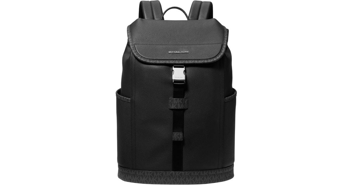 Michael Kors Hudson Slim Flap Backpack in Black | Lyst