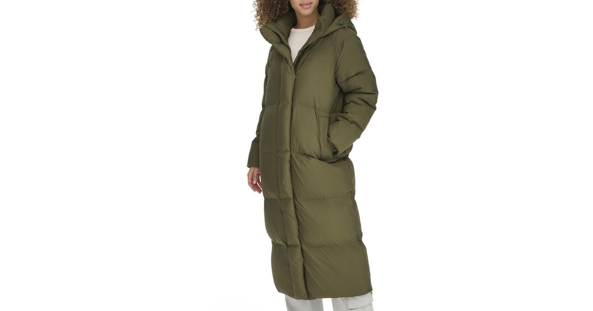 Levi's Cloud Puff Hooded Extra Long Puffer Jacket in Green | Lyst