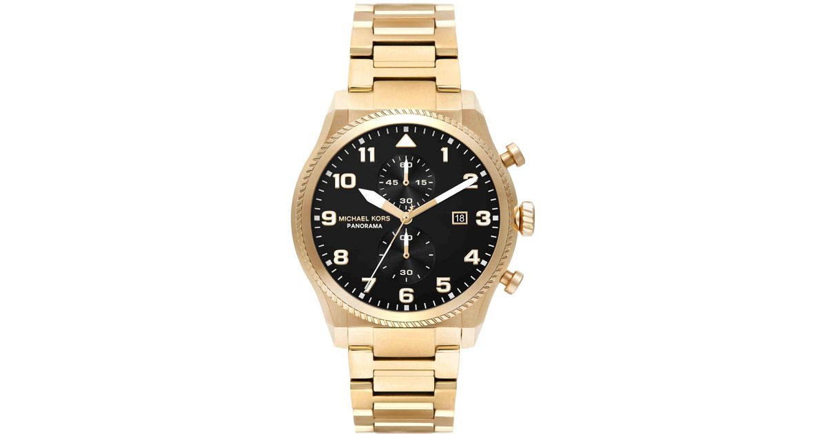 Michael Kors Panorama Chronograph Gold-tone Stainless Steel Watch in ...