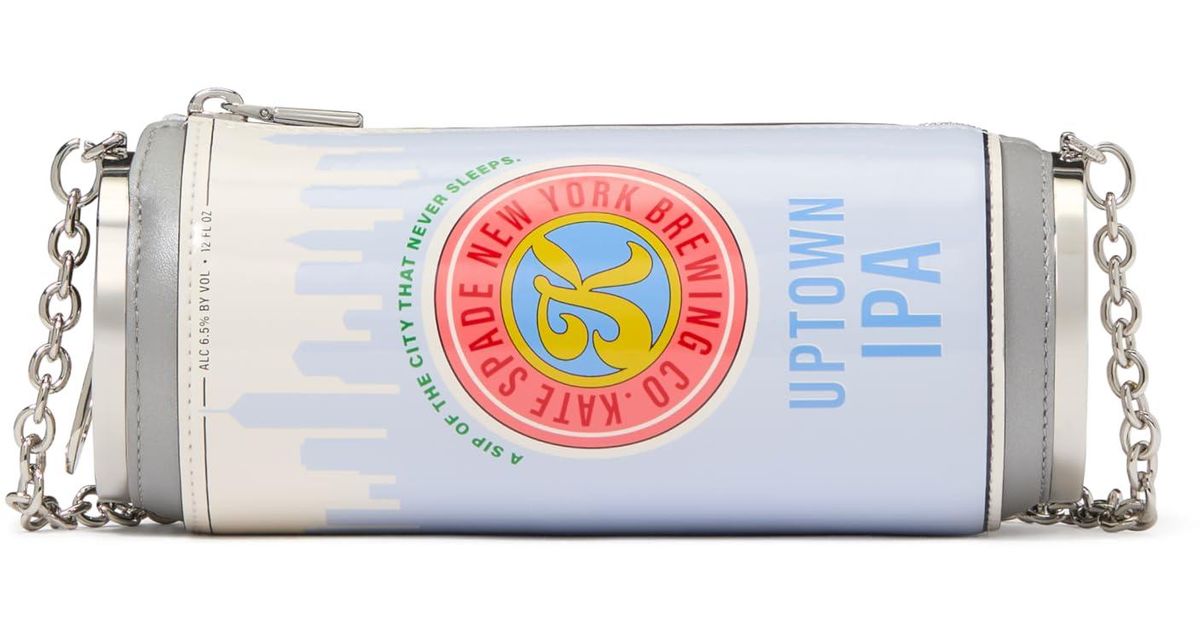 Kate Spade Snack Time Shiny Metallic Leather Pochette in White | Lyst
