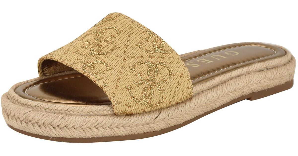 Guess Katic Flat Sandal in Natural | Lyst