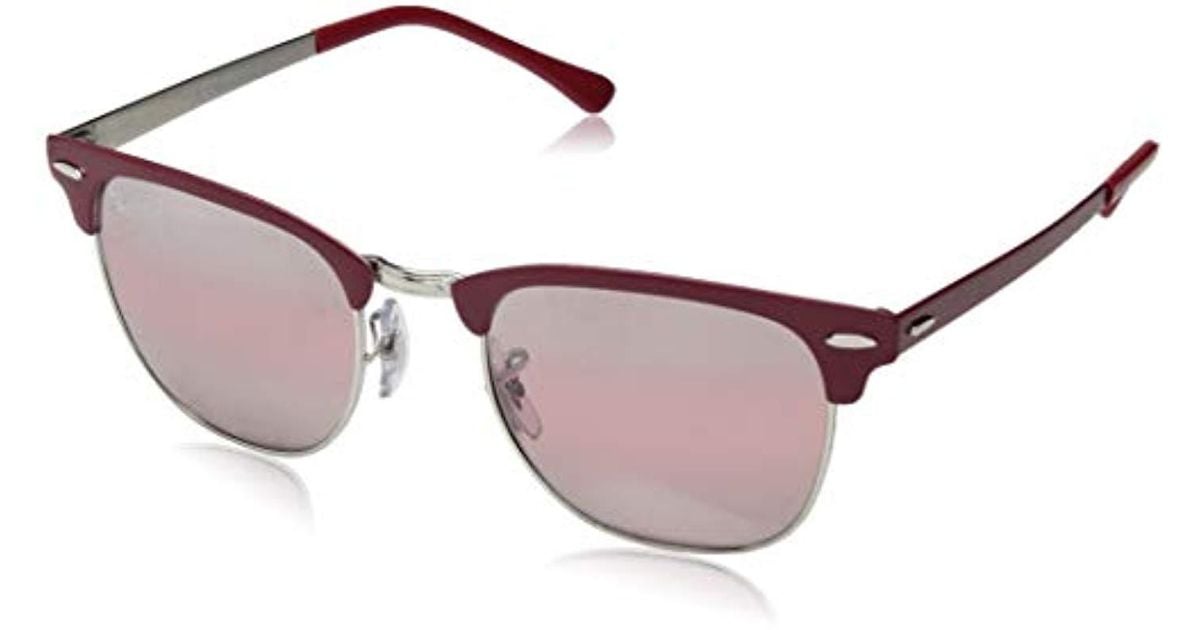 Ray Ban Clubmaster Metal Polarized Square Sunglasses Silver On Top