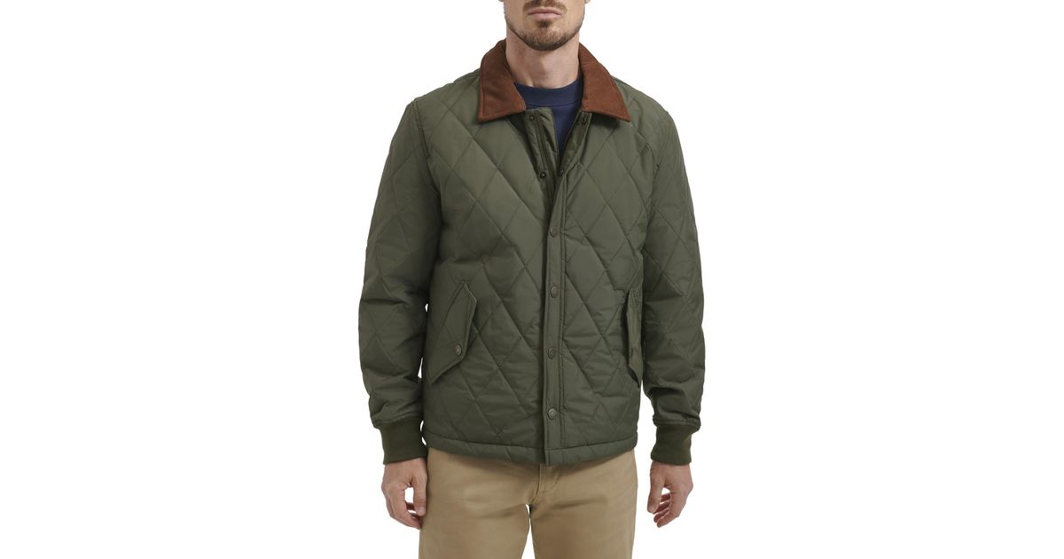 Dockers Diamond Quilted Jacket With Corduroy Collar in Green for Men | Lyst