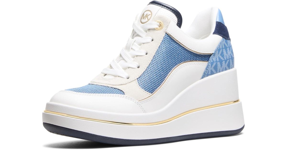 Michael Kors Emmy Wedge Trainer in White | Lyst