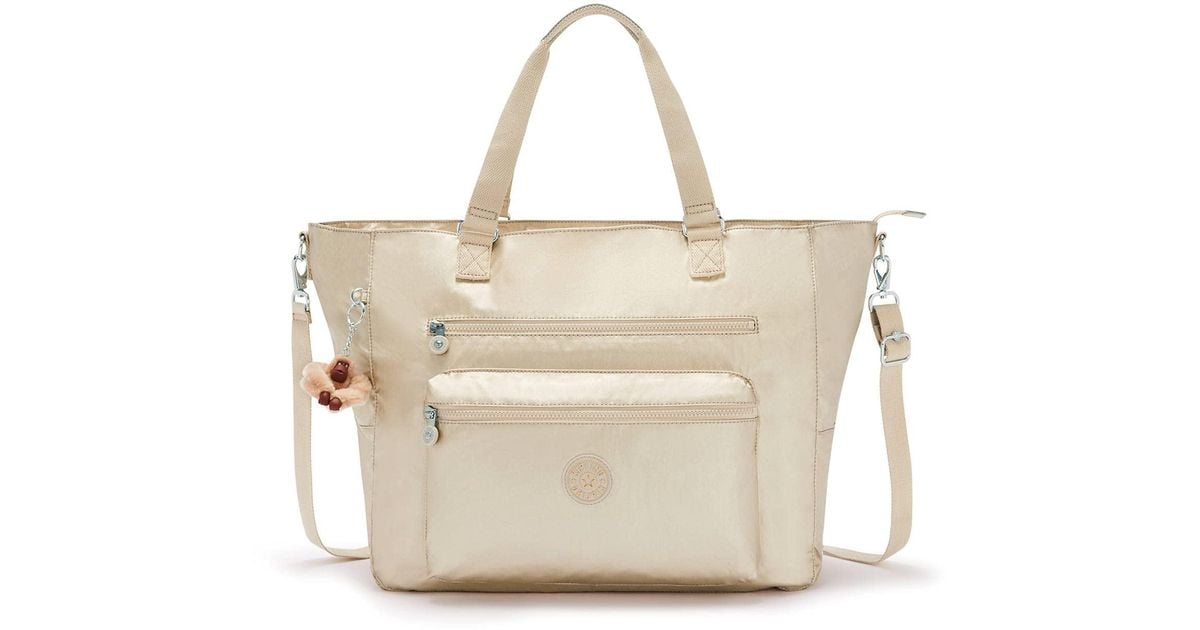Kipling Isaac Tote Bag Starry Gold Metallic in Natural | Lyst