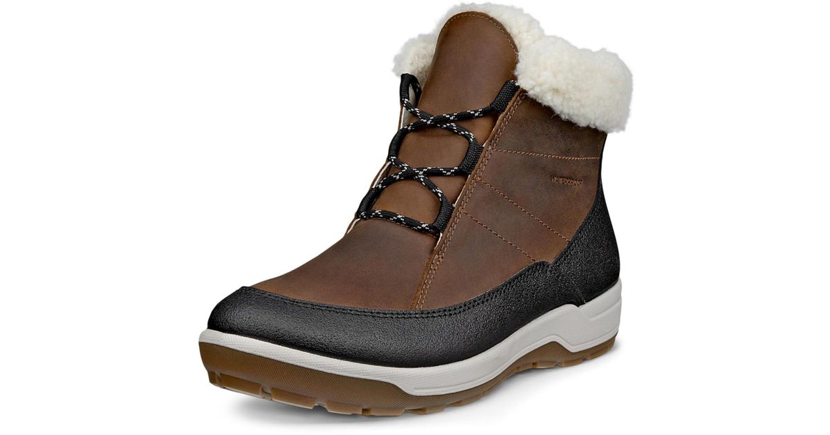 Ecco Trace Lite Waterproof Warm Lined Low Ankle Boot in Brown | Lyst