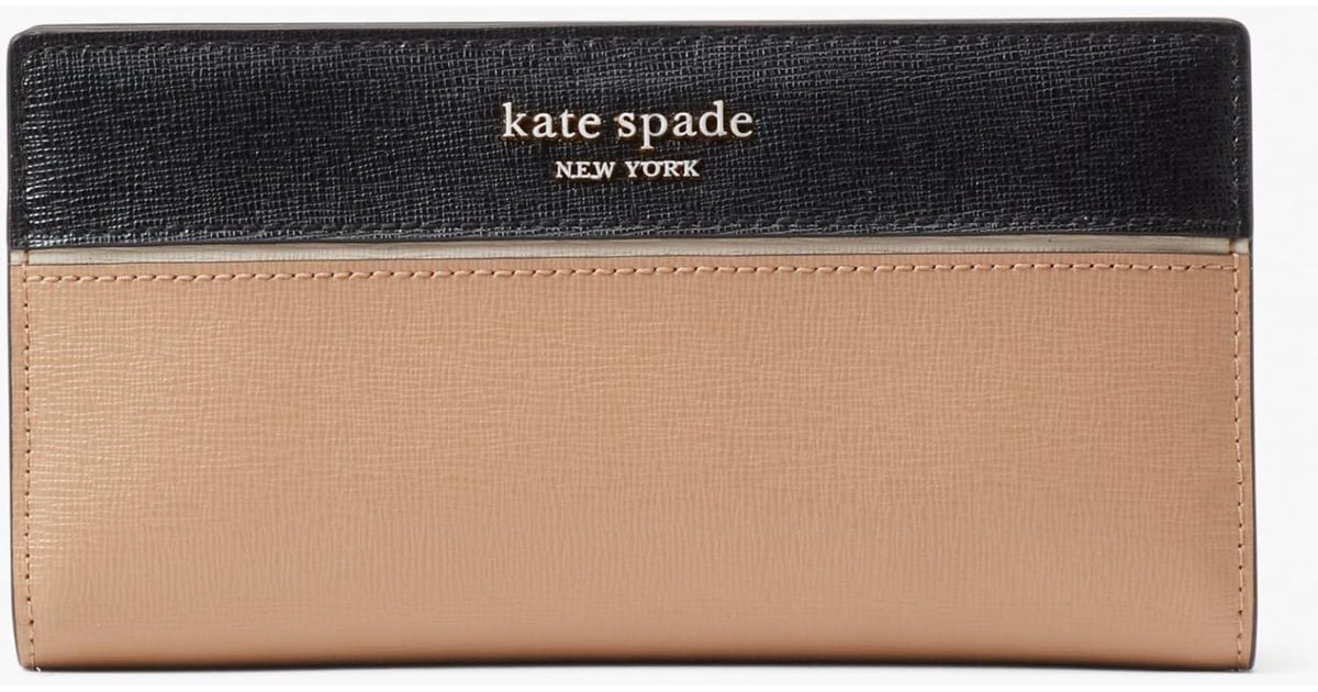 Kate Spade Morgan Colorblocked Saffiano Leather Slim Bifold Wallet Bi ...