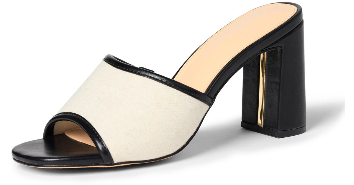 The Drop Pattie Block Heeled Mule Sandal in Black | Lyst