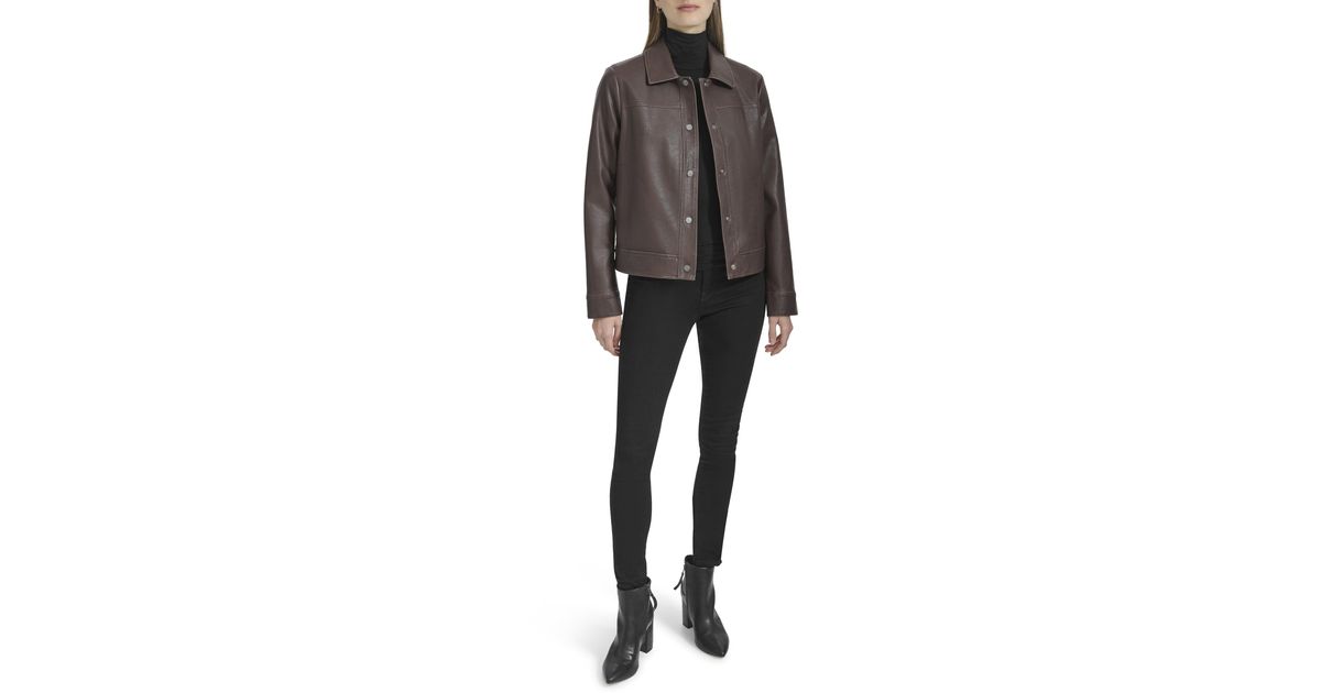 Andrew Marc Faux Leather Jacket in Gray | Lyst