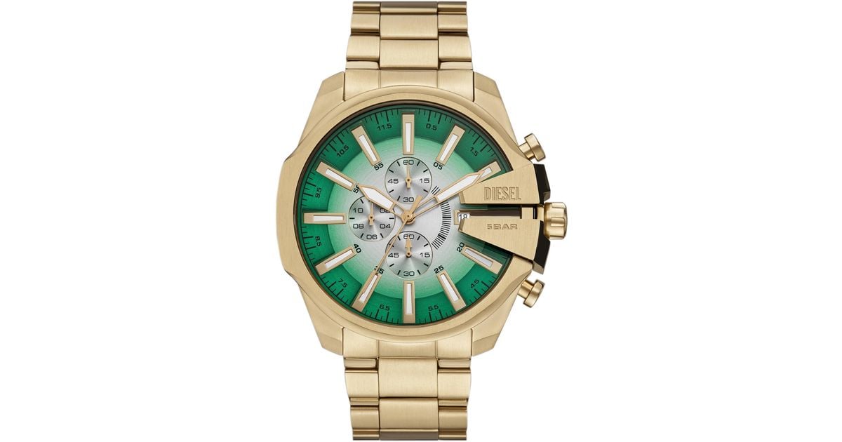 DIESEL Mega Chief Slim Chronograph Gold-tone Stainless Steel Watch in ...