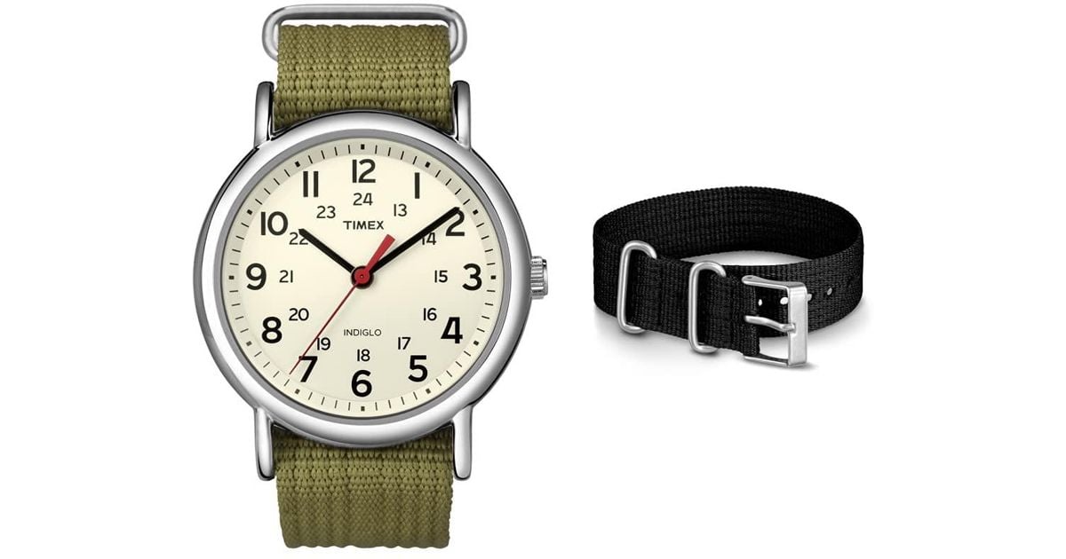 Timex Weekender 38mm Watch With Additional Fabric Slip-thru Strap in ...