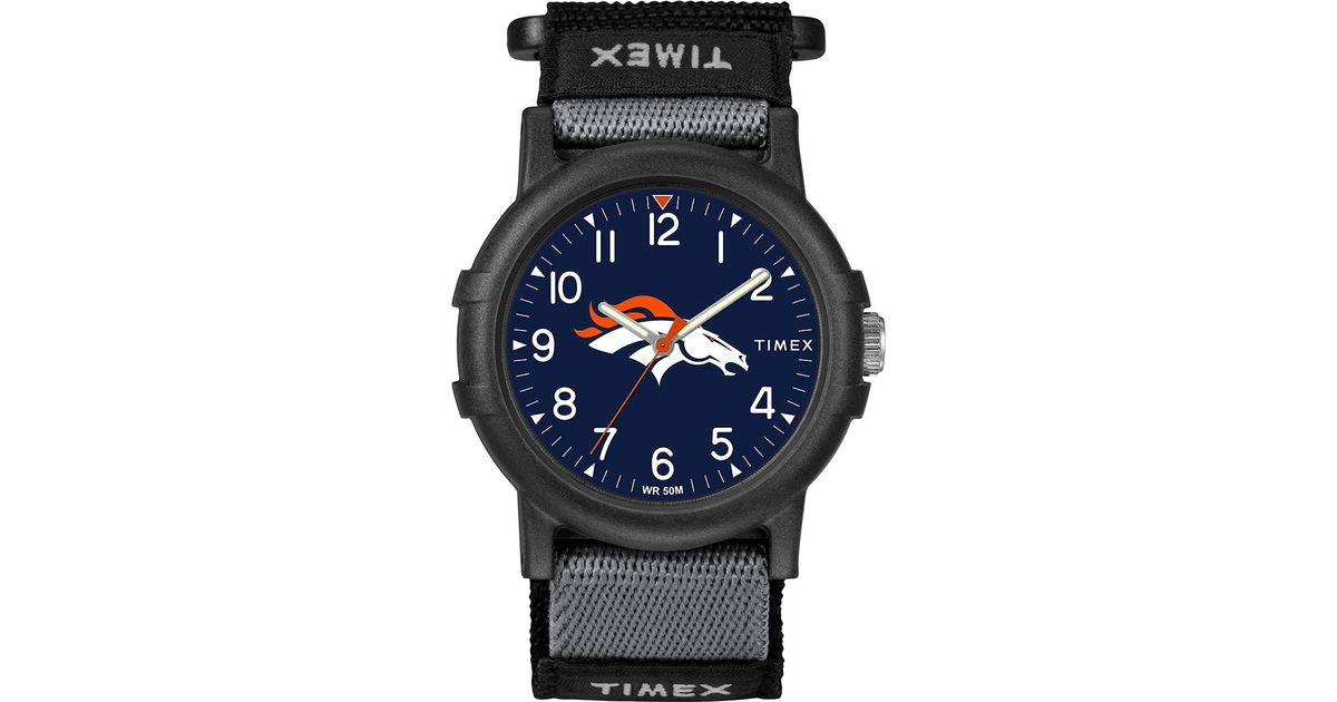 Timex Nfl Recruit 38mm Watch – Denver Broncos With Black Fabric | Lyst