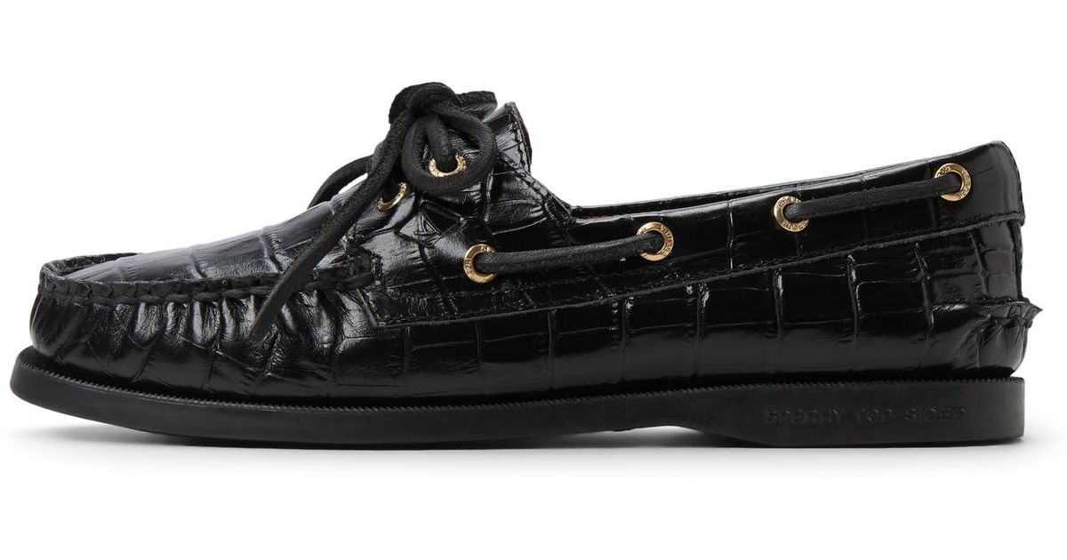Sperry Top-Sider Authentic Original 2-eye Boat Shoe in Black | Lyst