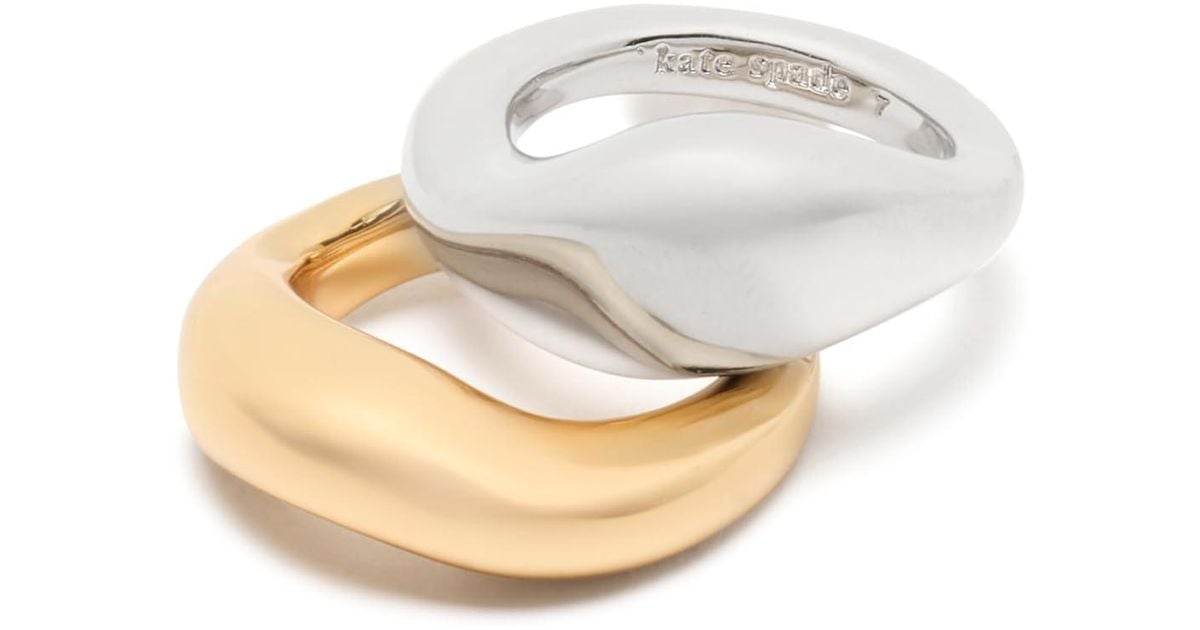 Kate Spade Molten Stacking Rings in White | Lyst