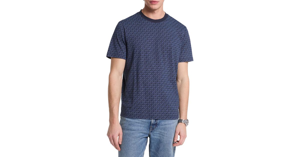 Michael Kors Mk Signature T-shirt in Blue for Men | Lyst