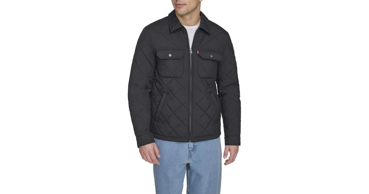 Levi's Diamond Quilted Laydown Collar Jacket in Black for Men | Lyst