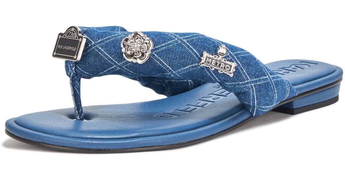 Karl Lagerfeld Paris Ceejay Thong Flip Flop With Pins Slide Sandal in ...