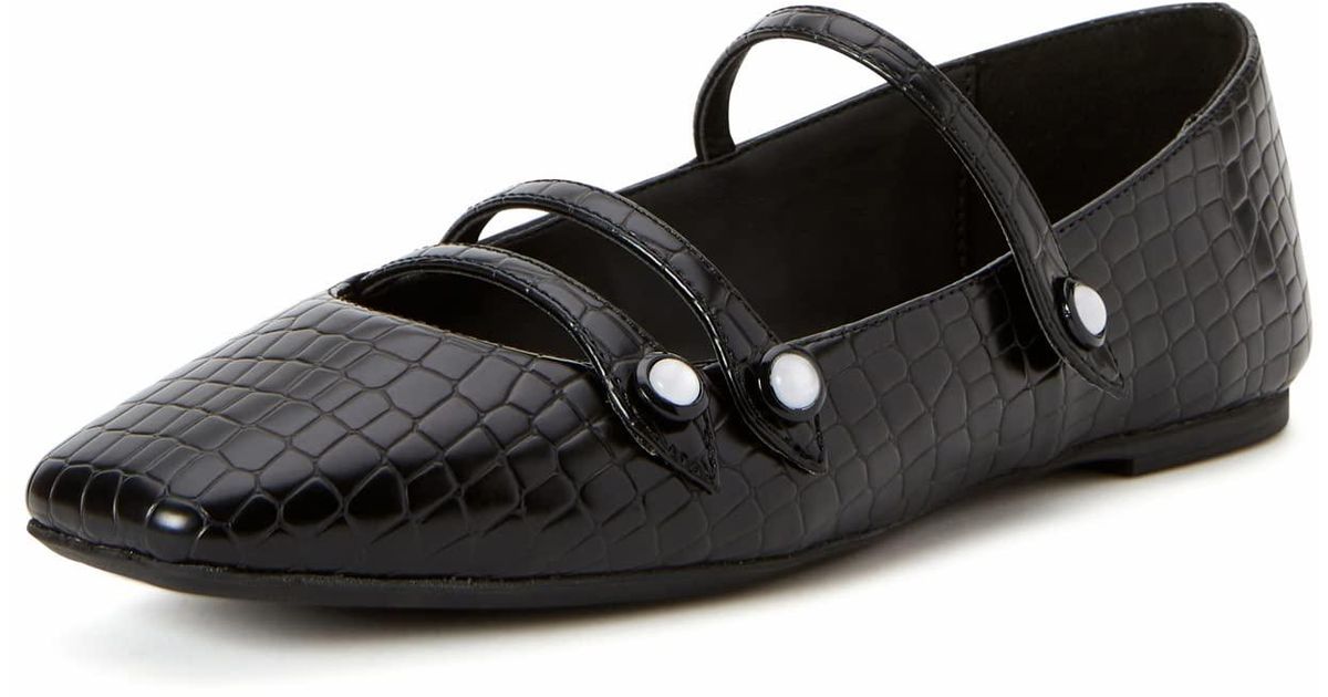 Katy Perry The Evie Button Flat Ballet in Black | Lyst