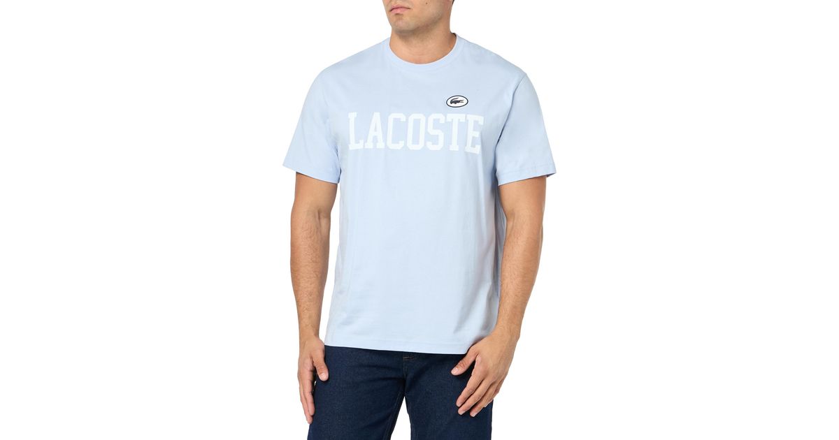 Lacoste Logo Print T-shirt in Blue for Men | Lyst