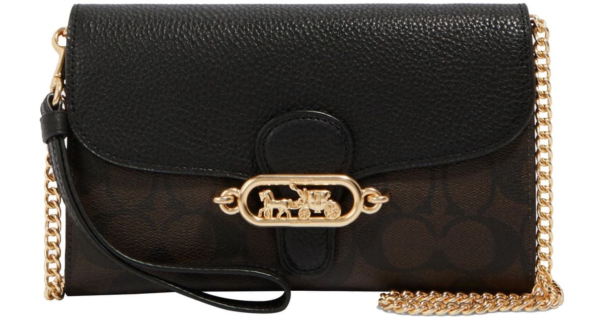 COACH Signature Elle Hardware Chain Crossbody in Black | Lyst