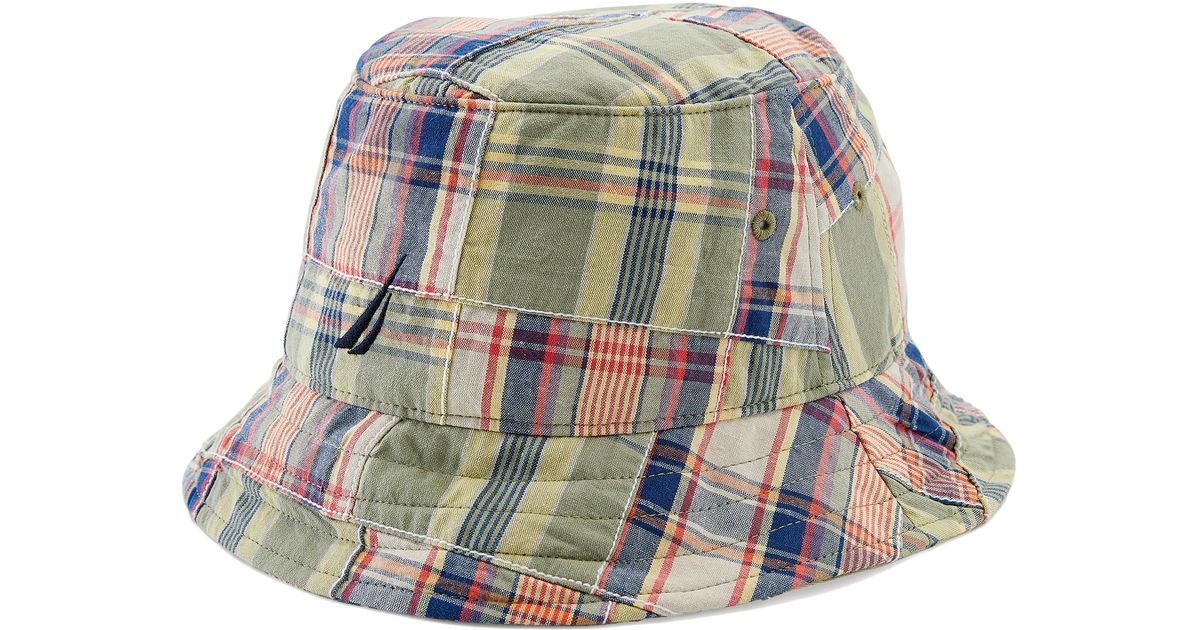 Nautica Reversible Madras Patchwork Plaid Bucket Hat in Green for Men ...