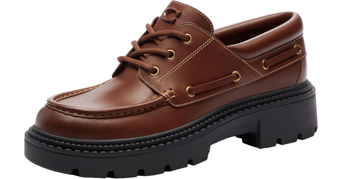 COACH Lug Sole Boat Shoe in Brown for Men | Lyst