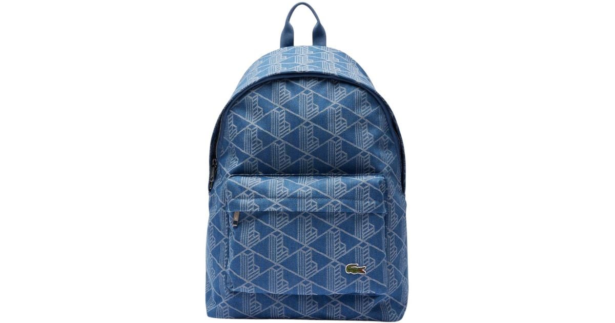 Lacoste Denim Monogram Backpack in Blue | Lyst