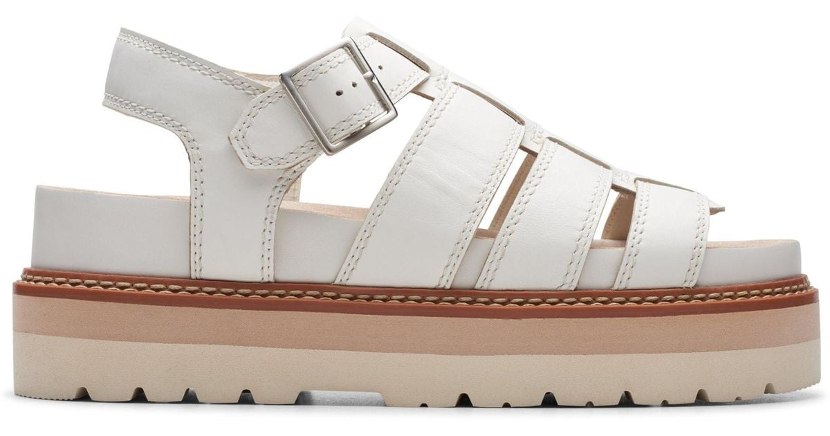 Clarks Orianna Twist Off White Lea Leather S Sandals Standard Fit 7.5 ...